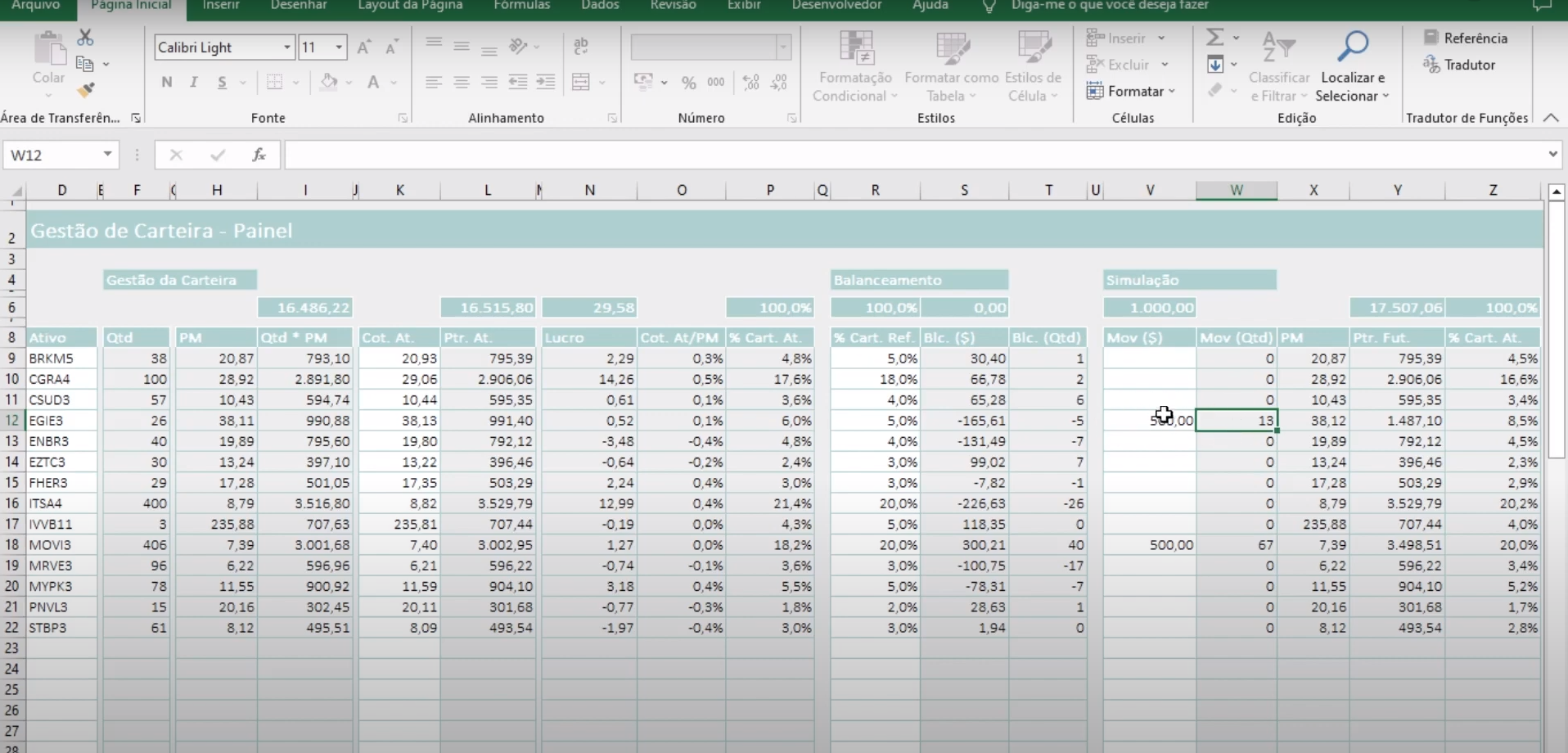 Rebalanceamento de Carteira - Excel Genial