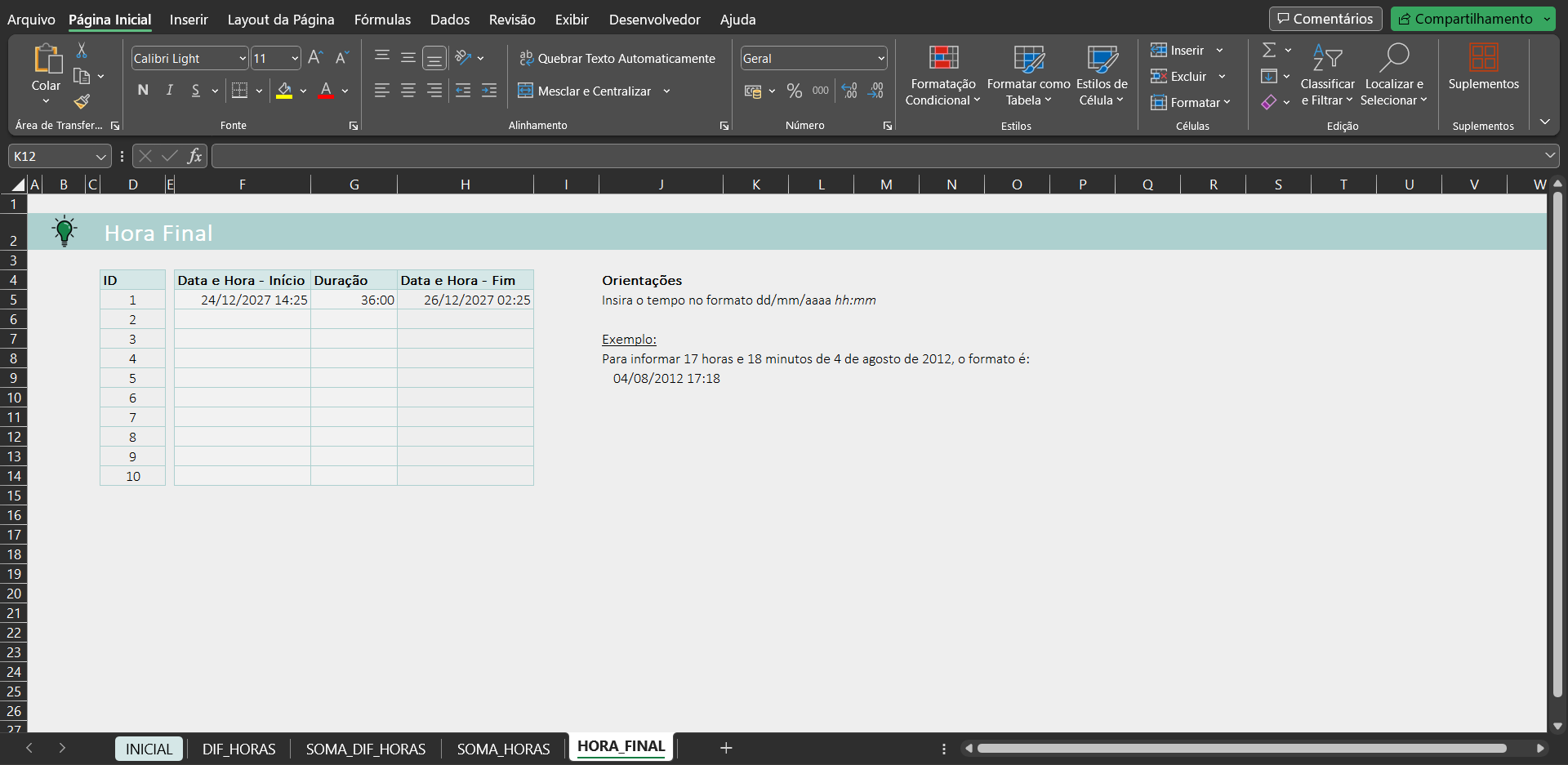 Calculadora de Horas - Excel Genial