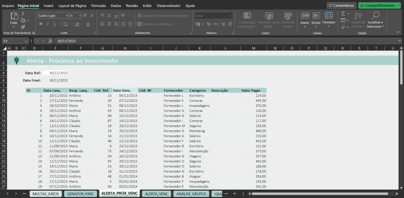 Planilha de Contas a Pagar - Excel Genial