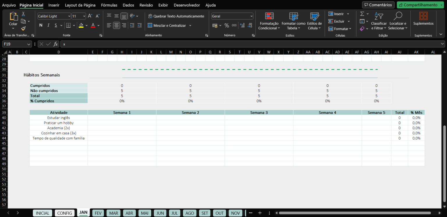Controle de Hábitos - Excel Genial