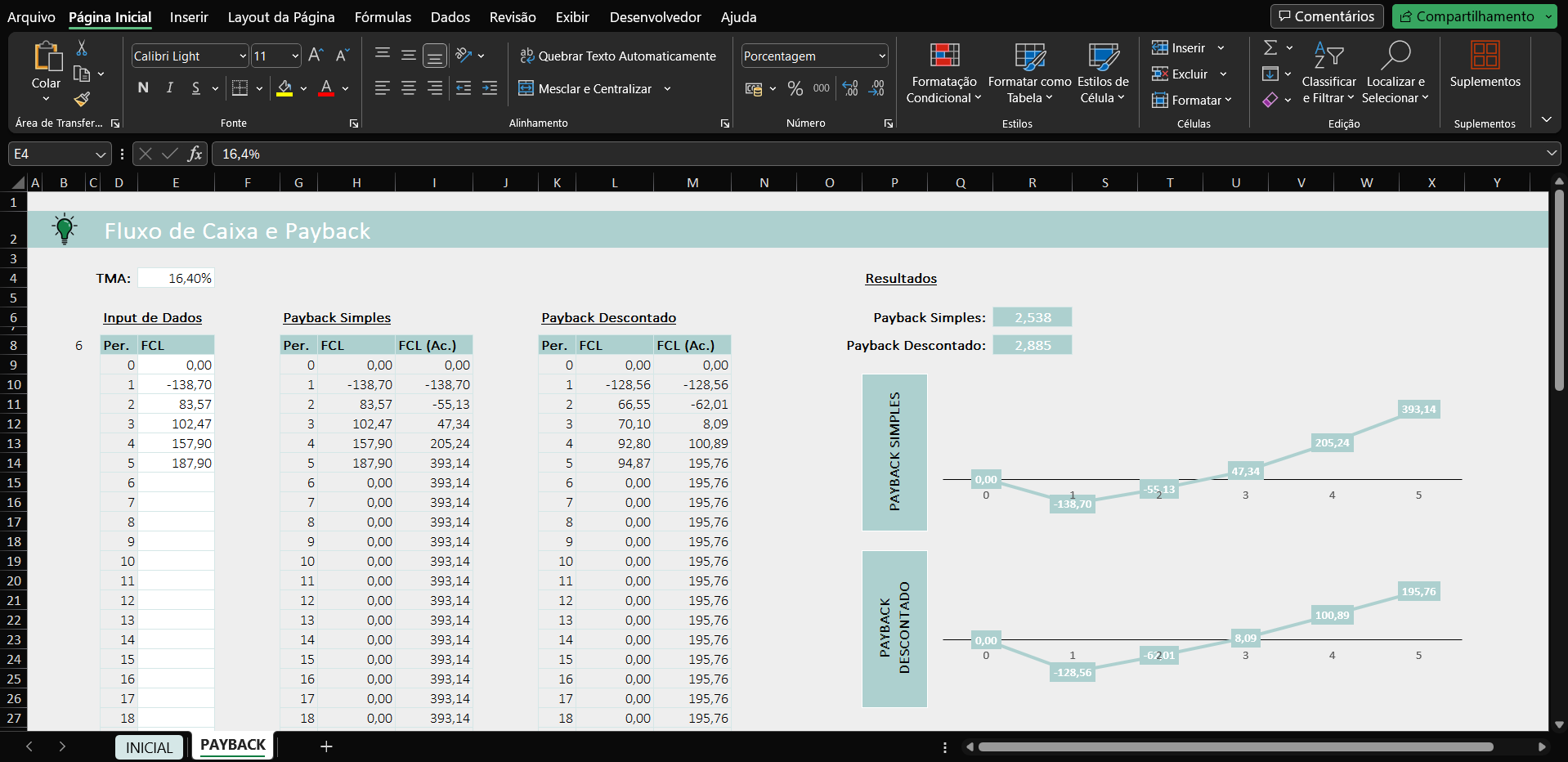 Payback Descontado - Excel Genial