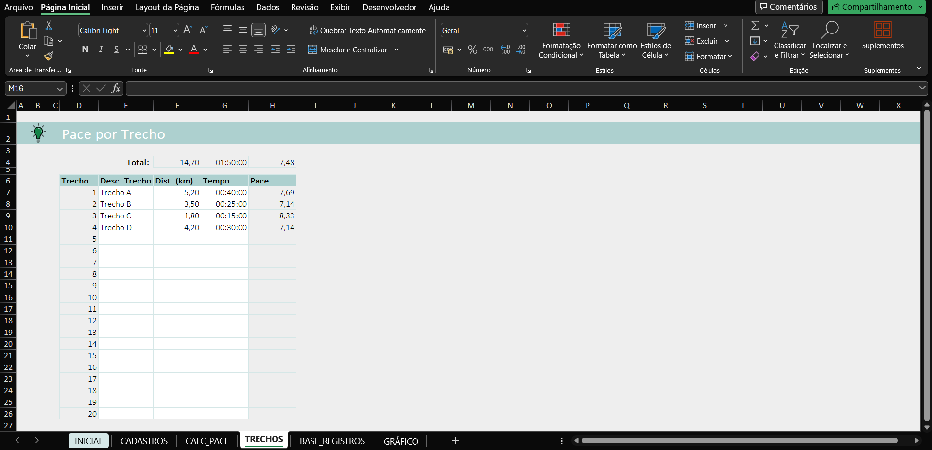 Planilha de Corrida - Excel Genial