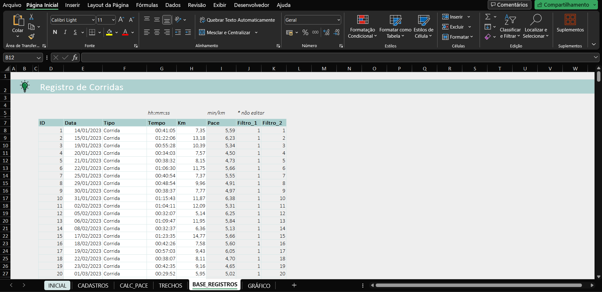Calculadora de Pace - Excel Genial