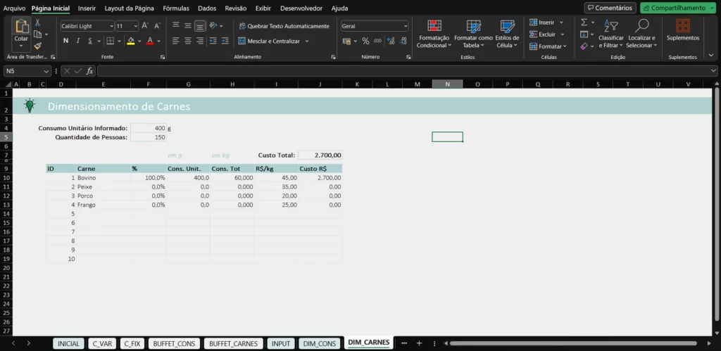 Planilha Orçamento Buffet - Excel Genial